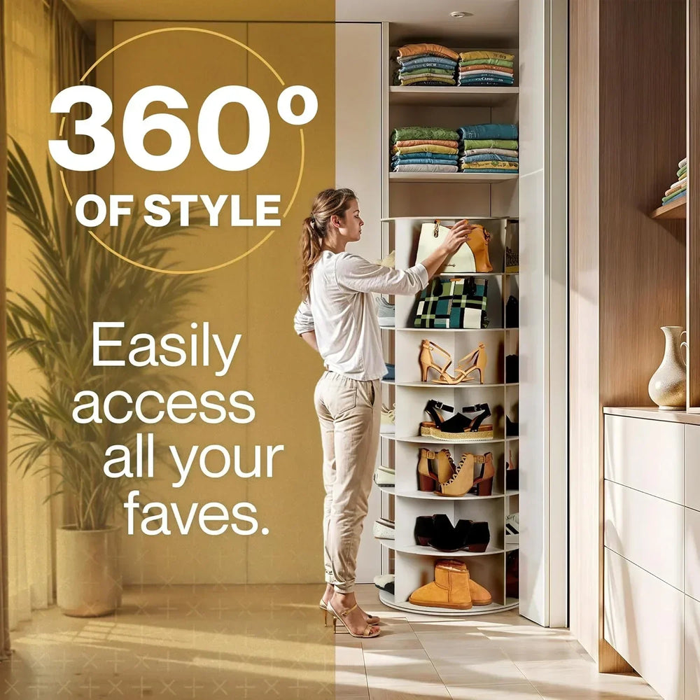 SoleSavvy™ 360° Rotating Shoe Rack – 7-Tier Revolving Shoe Organizer C