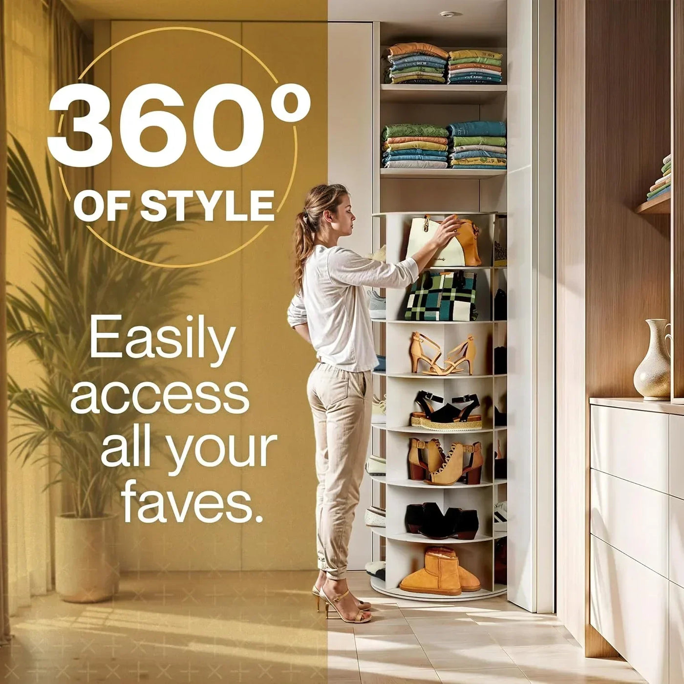 SoleSavvy™ 360° Rotating Shoe Rack – 7-Tier Revolving Shoe Organizer C